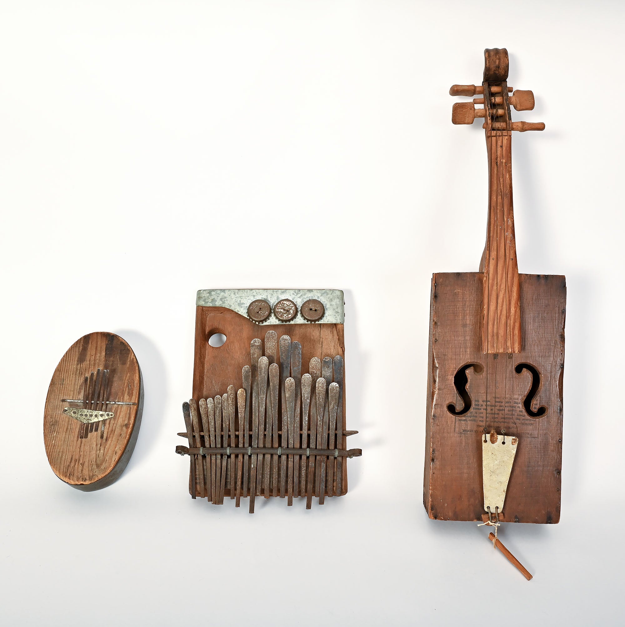 Three Homemade Wood Instruments