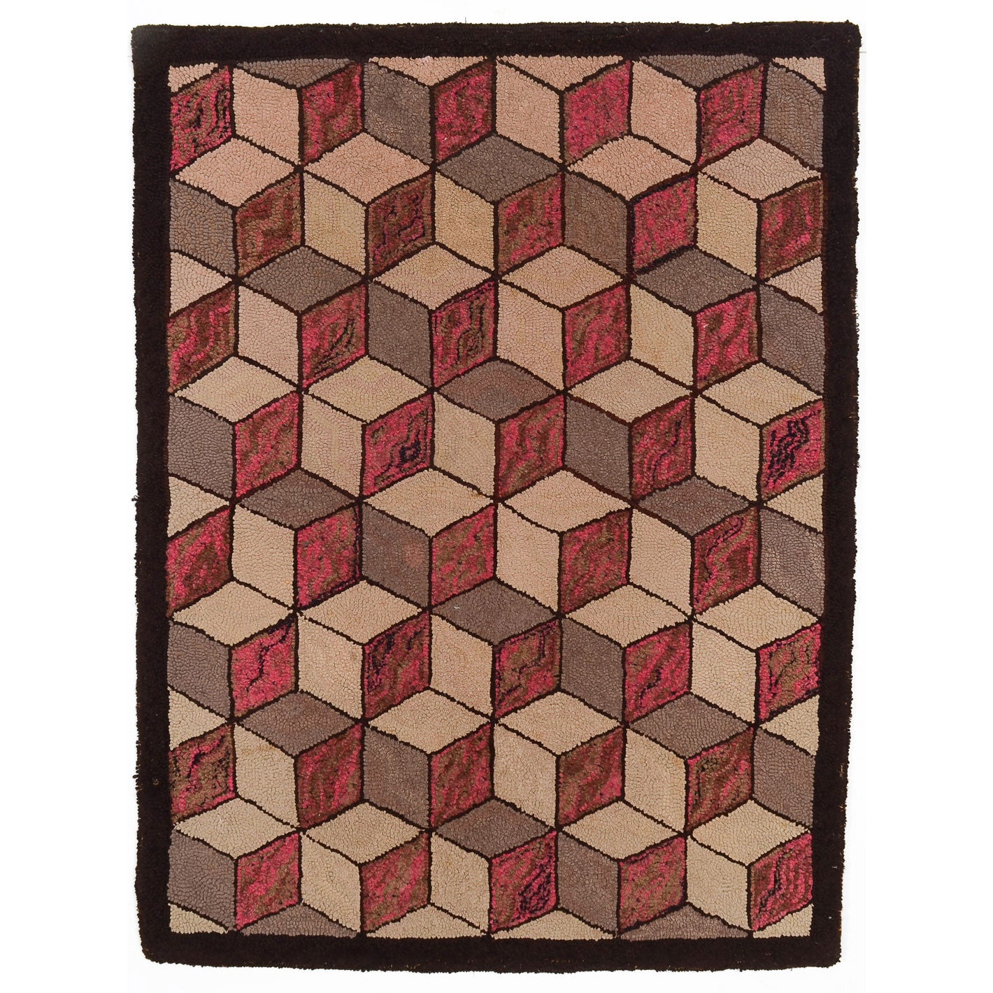 Tumbling Blocks Hooked Rug | Circa 1930 | Pennsylvania