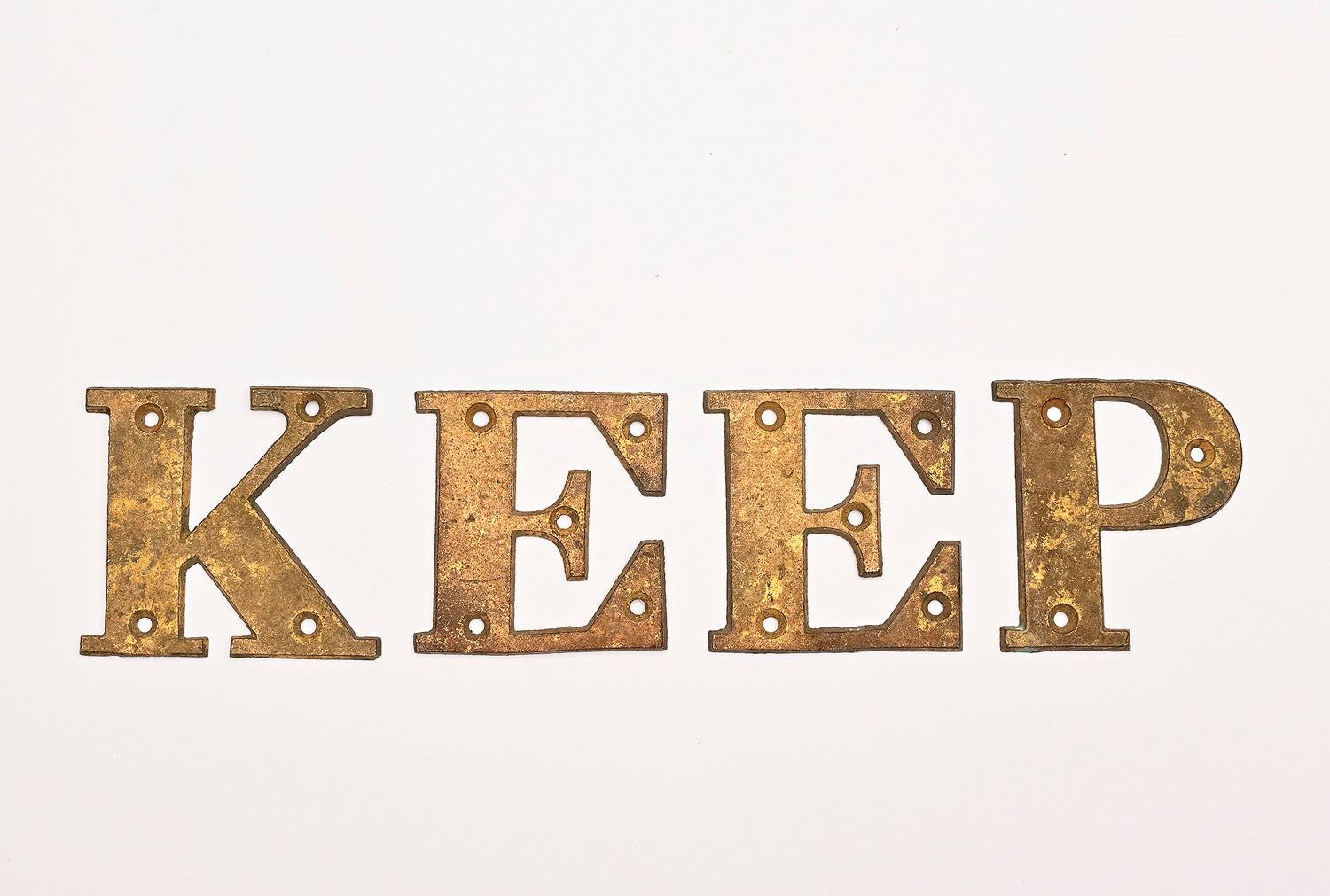 Metal Letters Spelling Keep or Peek | Folk Art Decor