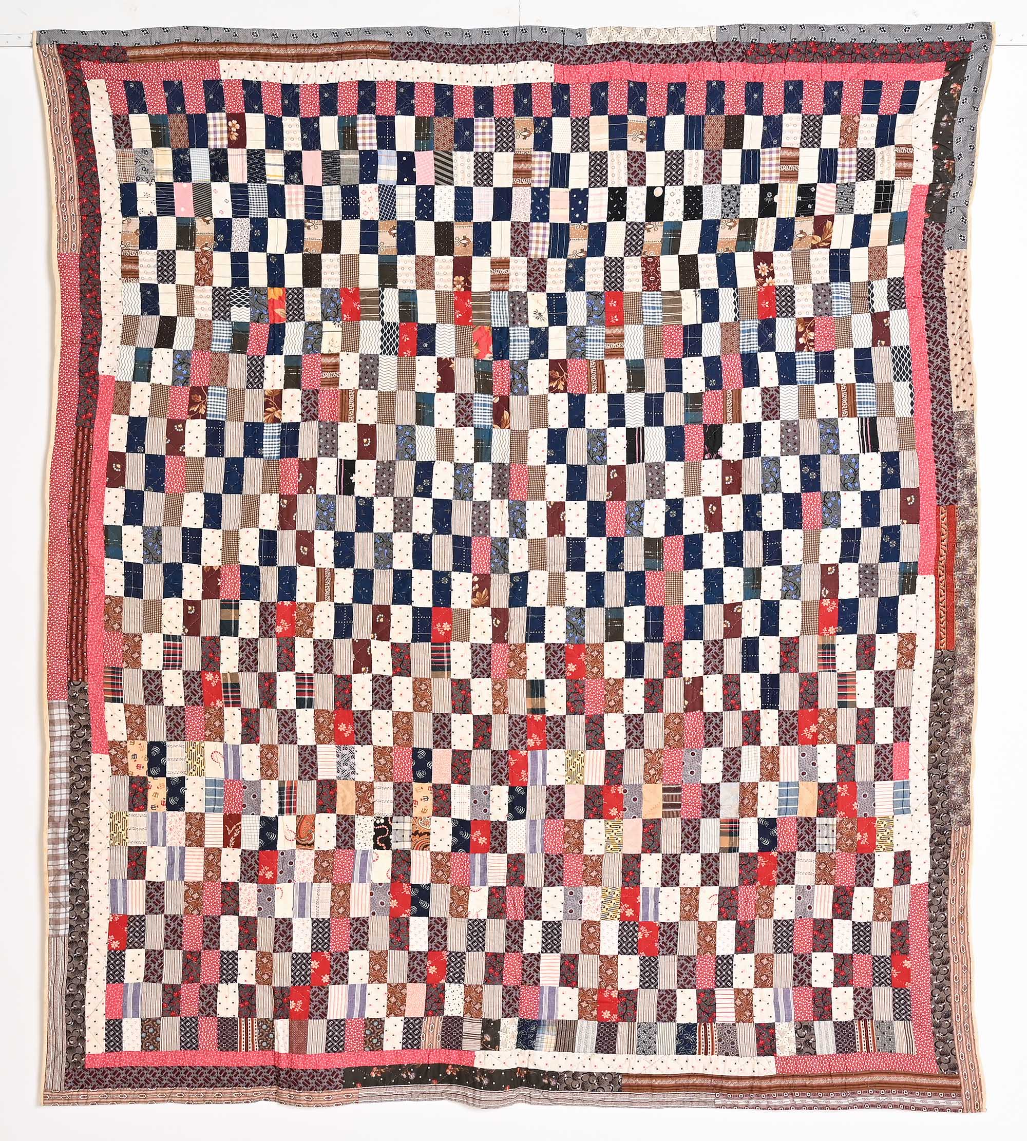 Calico One Patch Rectangles Quilt: Circa 1880 | PA