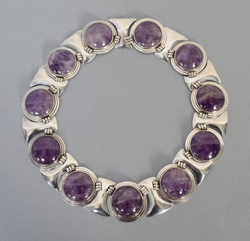Fred Davis Oversized Sterling and Amethyst Necklace