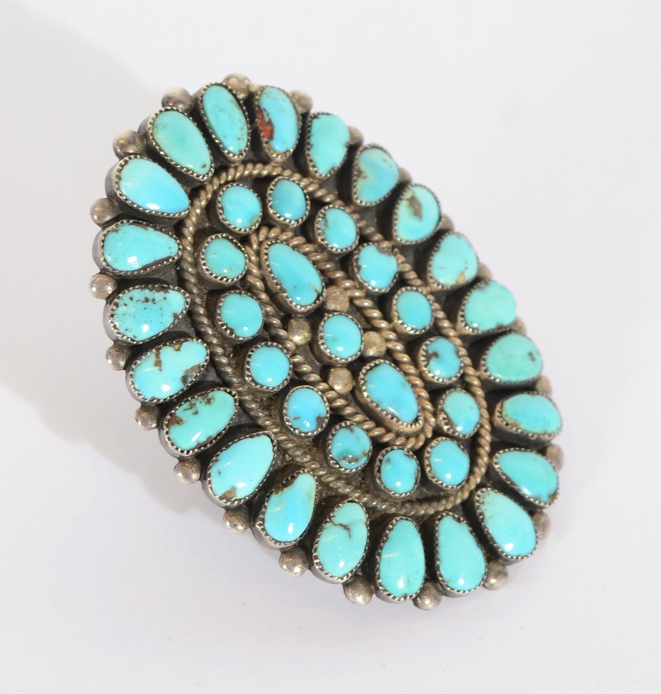 Huge Native American Turquoise Ring: Circa 1950