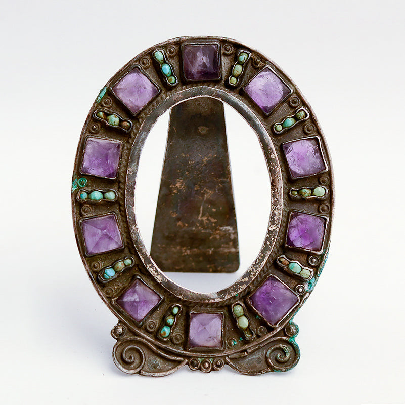 Matl Silver Picture Frame with Turquoise & Amethyst