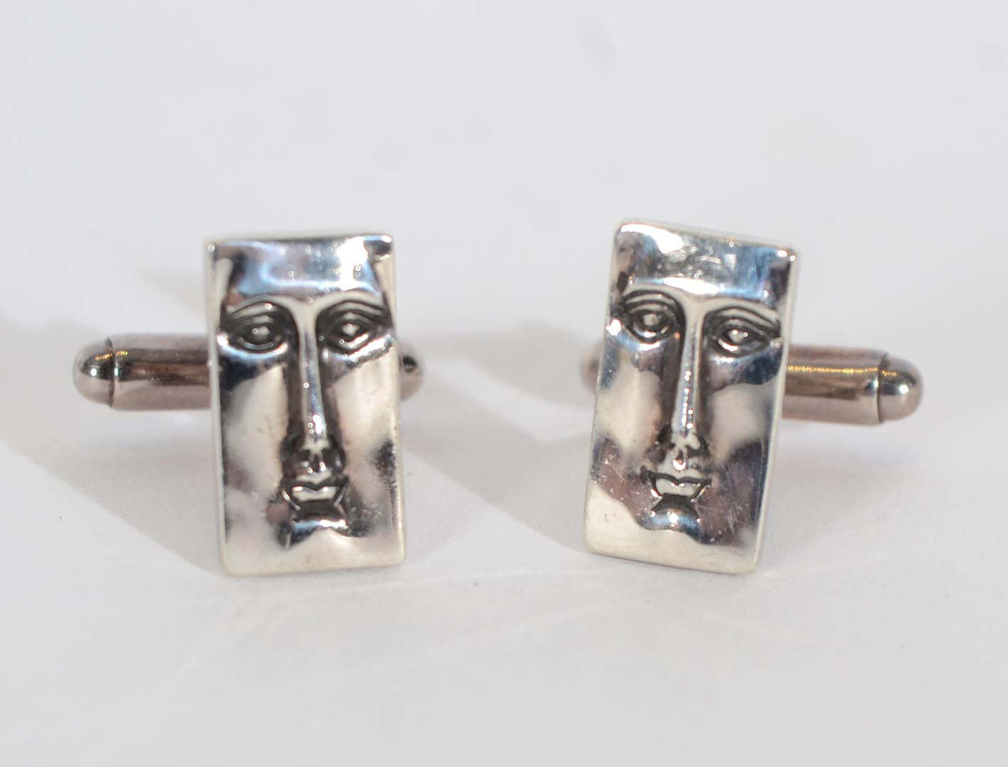 Modernist Silver Face Cufflinks